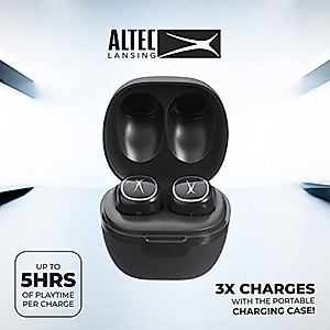 Altec Lansing NanoBuds 2.0 True Wireless Earbuds with Charging Case, TWS Waterproof Bluetooth Earphones with Touch Controls for Travel, Sports, Running, Working (Cool Grey)