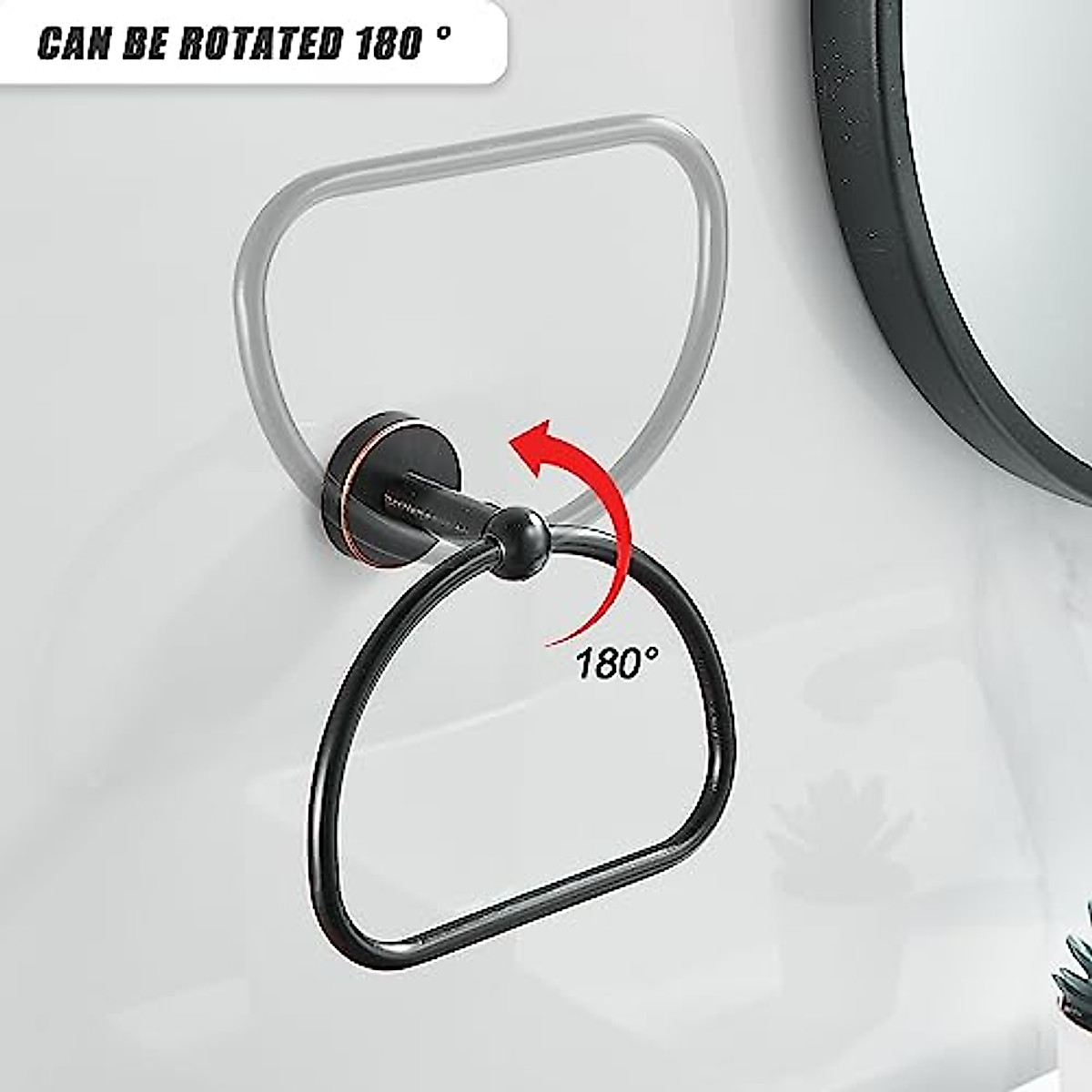 Leyden Bronze Towel Holder, Oil Rubbed Bathroom Towel Ring, Bath Hand Towel Rack Wall Mounted Half Round Farmhouse Rustic ORB