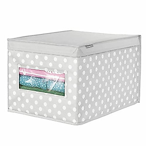 Child/Kids Fabric Closet Storage Box, Large, Polka Dot - Gray/White