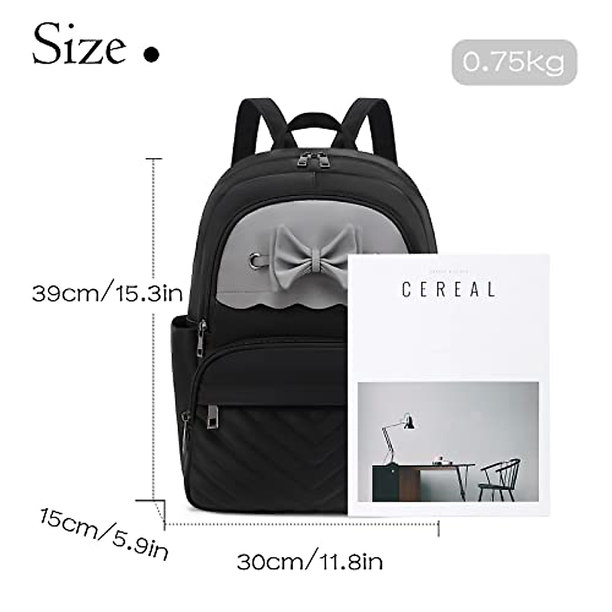 MYHOZEE Leather Backpack Purse for Women - Fashion Backpack Girls with Cute Bowknot Satchel Bags Bookbag Casual Travel Daypacks, Black