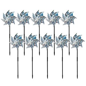 Reflective Pinwheels 10pack,Wind Spinners Outdoor Bird Scare Devices,Sparkly Pinwheel for Garden Decor,Scare Birds & Animals Away from Garden Yard Patio Lawn Farm