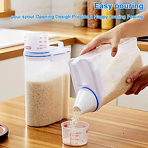 LEWIJO 7509 Rice Container Bin with Pour Spout - Airtight Storage for 4.4lbs of Rice, white