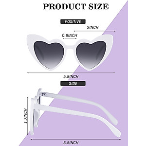 Flutesan 20 Pairs Heart Shaped Sunglasses Vintage Heart Glasses Women Bachelorette Sunglasses for Wedding Party(White with Gray Lenses)