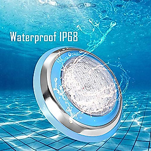 LED Underwater Swimming Pool Lights Stainless Steel 47W Multiple Color Changing 12V AC Wall Surface Mounted IP68 Waterproof with Remote Controller