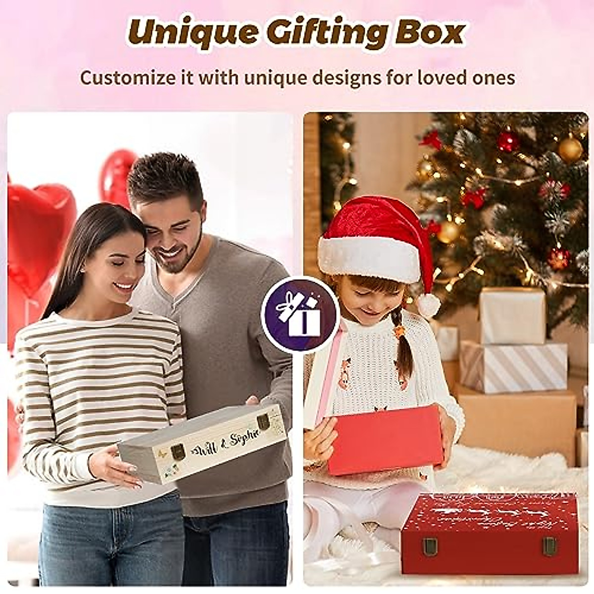 ZKHOB 2 Pack Unfinished Wooden Box with Lid Small Wood Boxes(12 x 9x 3.1 inch) Natural Pine Wooden Box for Crafts,Wooden Gift Boxes,Memory keepsake Box Jewelry Box Decor Storage