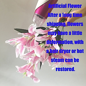 Artfen Artificial Lily 10 Heads Fake Lily Artificial Flower Wedding Party Decor Bouquet Home Hotel Office Garden Craft Art Decor Yellow