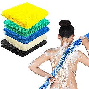 Trounistro 6 Pack African Bathing Sponge African Exfoliating Body Net Bathing Sponge Long Net Back Scrubber Exfoliating Shower Skin Smoother for Daily Use or Stocking Stuffer Women Man, 6 Colors