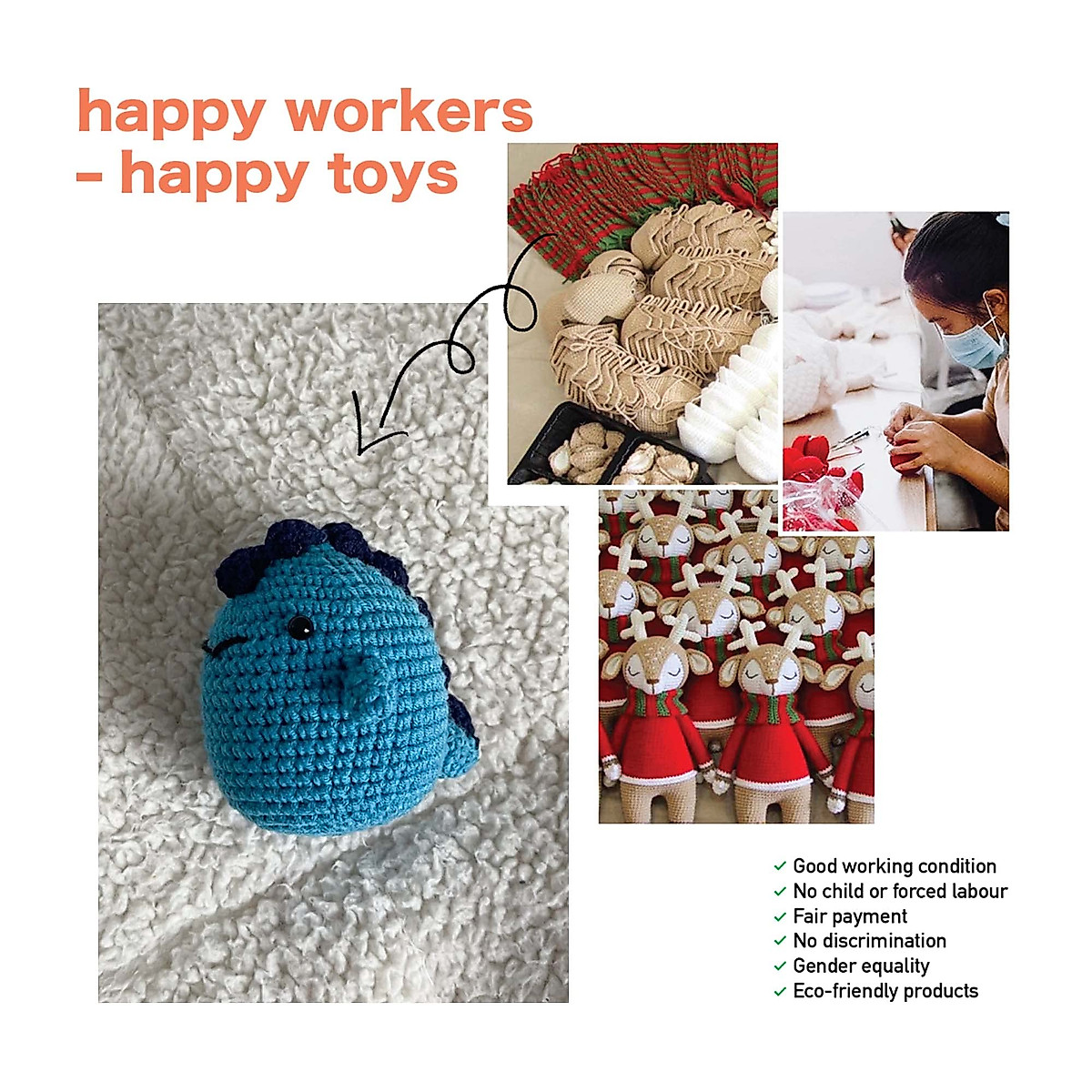 Chippi & Co Handmade Crochet Easter Assorted Animals Eggs, Natural and Organic Cotton, Baby Easter Gift, Easter Decor, Suitable to Play and Cuddle for Bedtime (Blue Dinosaur)