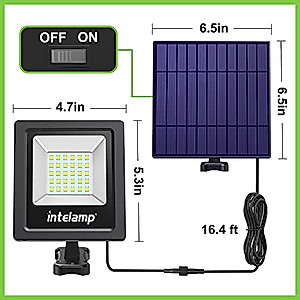 intelamp Solar Powered Lights Outdoor, Solar Flood Lights Outdoor Bright Solar Security Light Dusk to Dawn Auto On/Off IP65 Waterproof for Wall Porch Balcony Yard Garage Barn Garden Pathway Doorway