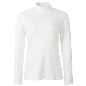 HieasyFit Women's Cotton Mock Turtleneck Basic Thermal Top White X-Large