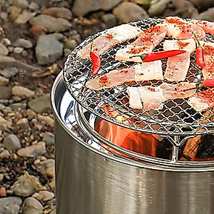 EMOT Stove Bonfire Fire Pit, Large 12.6 Inches Stainless Steel Outdoor Firepit, Smokeless, Portable Yard Natural Wood Burning Stove, No Gas Fuel Required(Give Away BBQ net and Pan Rack)