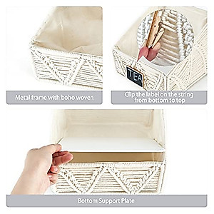 Mkono Macrame Over The Door Organizer and Small Macrame Storage Basket for Bedroom Living Room Nursery Dorm, Ivory, Set of 3