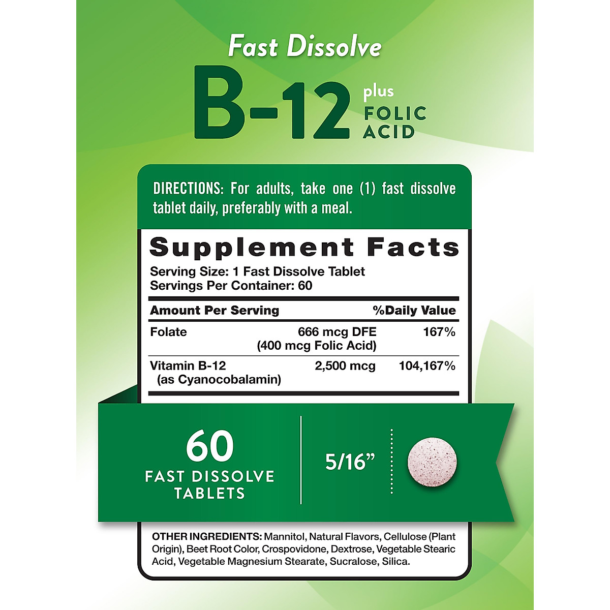 Nature's Truth B12 Vitamin | 60 Sublingual Tablets | 2500 mcg | Vegetarian, Non-GMO & Gluten Free