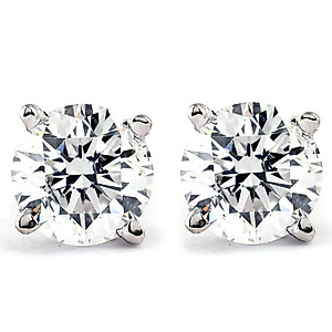 Pompeii3 14k White or Yellow Gold 1/4ct T.W. Diamond Studs Round-Cut Tiny Natural Diamond Earrings Women's