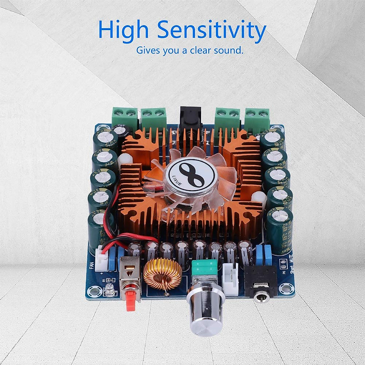 Digital Audio Amplifier Board, 4 Channels 4 x 50W Large Power HiFi Amplifier Board - IC Smart Cooling Digital Amplifier Board
