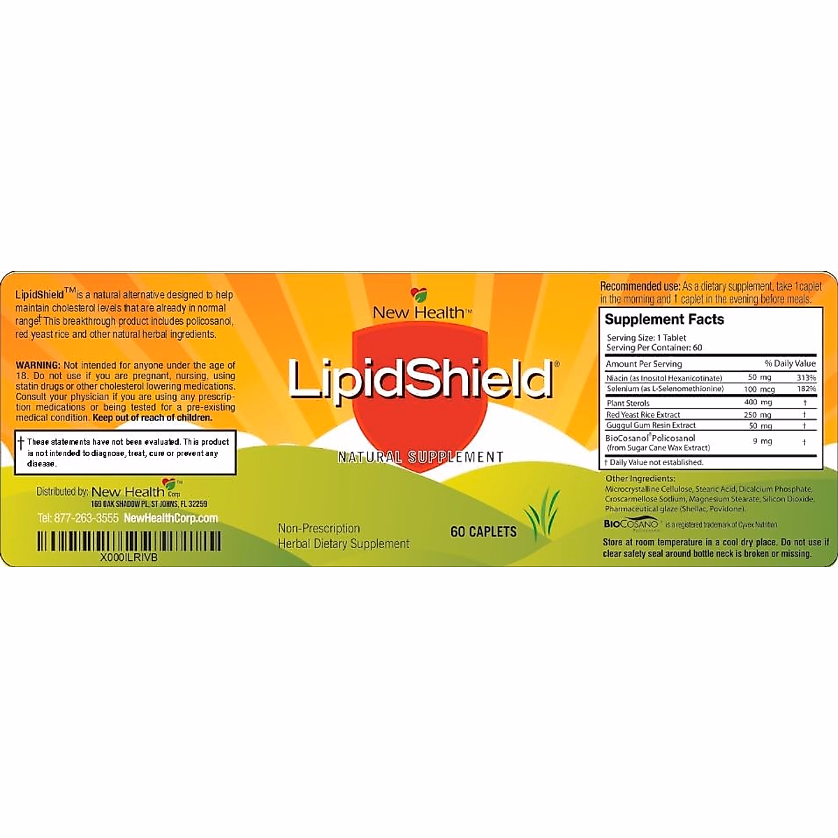 Lipidshield Natural Supplement - 60 Caplets