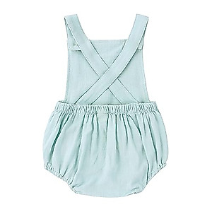 1st Birthday Outfit Boy, Smash Cake Outfit Boy Infant Baby Boho One-Piece Sleeveless Cotton Backless Overalls Romper Summer Jumpsuit Clothes for Cake Smash Photo Shoot Light Blue 12-18 Months