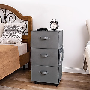 GRANNY SAYS 3 Drawer Storage Organizer, 3 Drawer Dresser, Storage Drawer for Bedroom, Closet Storage Drawers, Foldable Storage Cabinet for Clothing, Gray