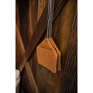 Hope Woodworking Leather Fly Swatter Set (1 Pack) – 17” Amish-Made Fly Swat w/Real Leather Paddle – Fly Swatters Multi Pack w/Metal Handle – Bug Swatter, Mosquito Swatter, Wasp Swatter (Brown)