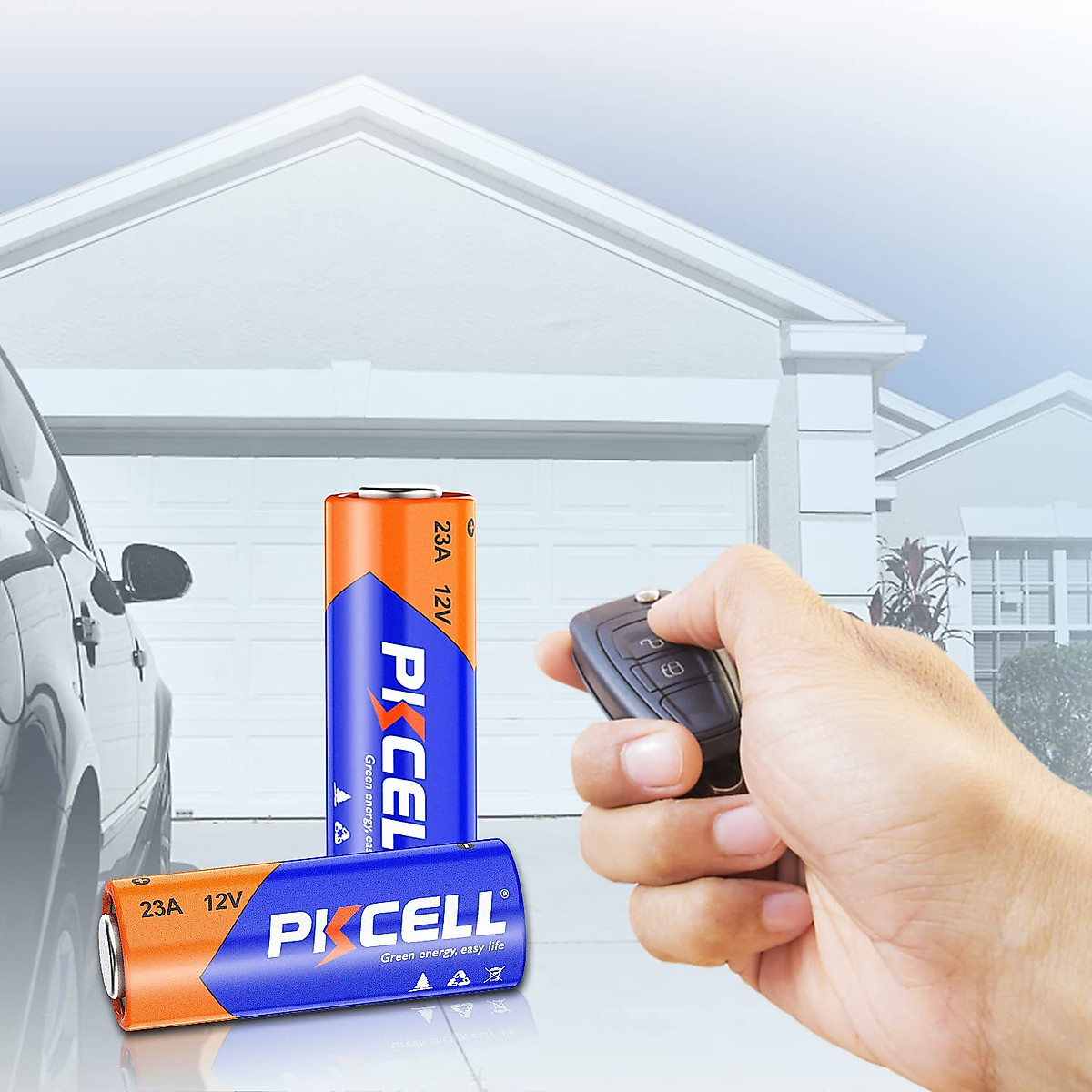 PKECLL 23A 12 Volt Battery 10-Count, A23 Battery for Garage Door Openers Ceiling Fan Remotes Doorbells (10 Pack)