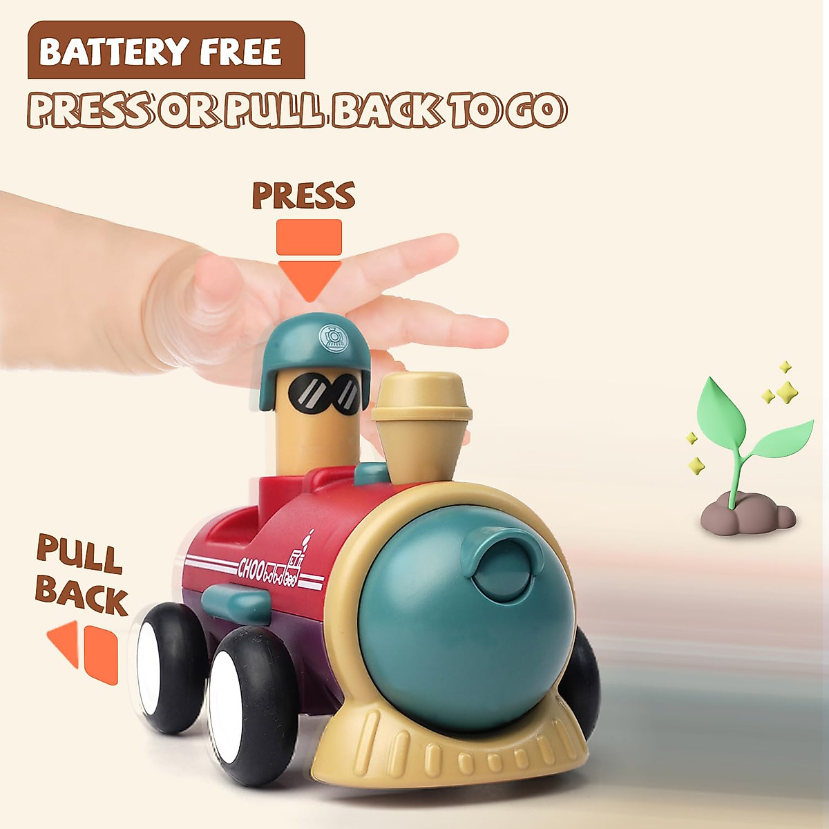 LiKee Toy Cars for Toddlers 1 2 3 4 Years Old Boy Girl, 4 Pcs Pull Back Cars for 18+ Months Baby Infant Gift, Kids Trucks Push and Go Back Friction Powered Vehicles (Transport)