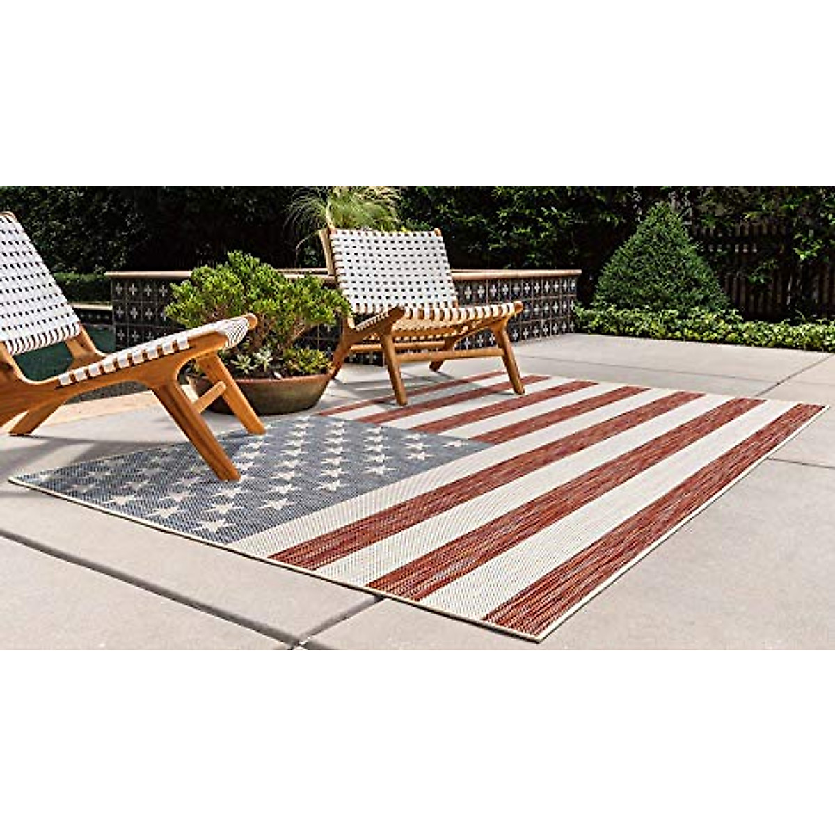 Unique Loom Jill Zarin Outdoor Collection Abstract Novelty Lines Area Rug (6' 0 x 9' 0 Rectangular, Red)