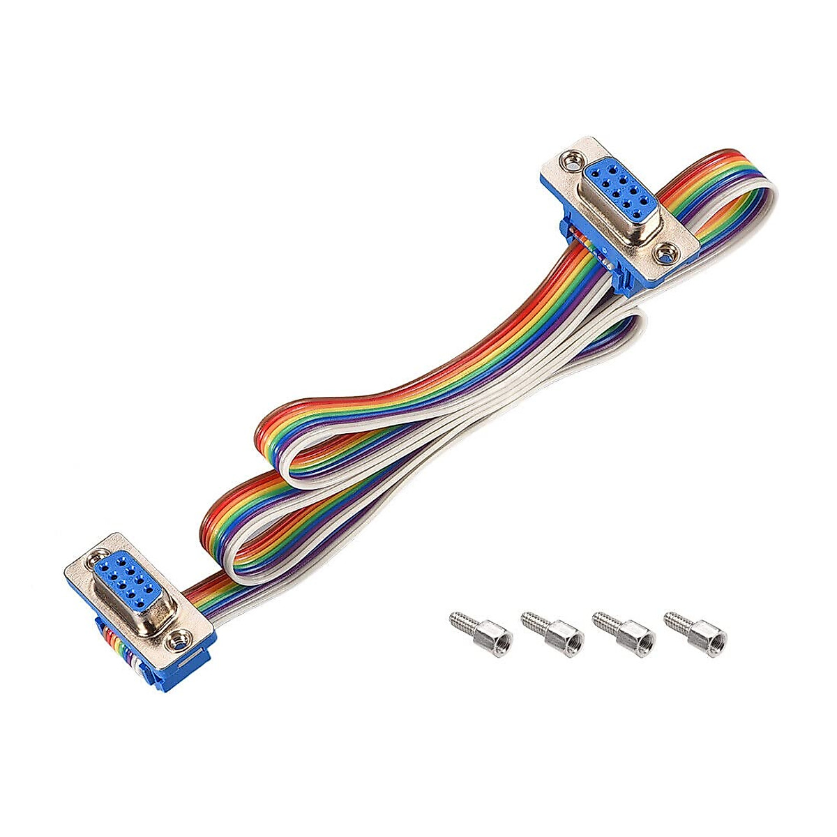 Tool parts IDC Rainbow Wire Flat Ribbon Cable DB9 F/F Connector 2.54mm Pitch 19.7inch Long