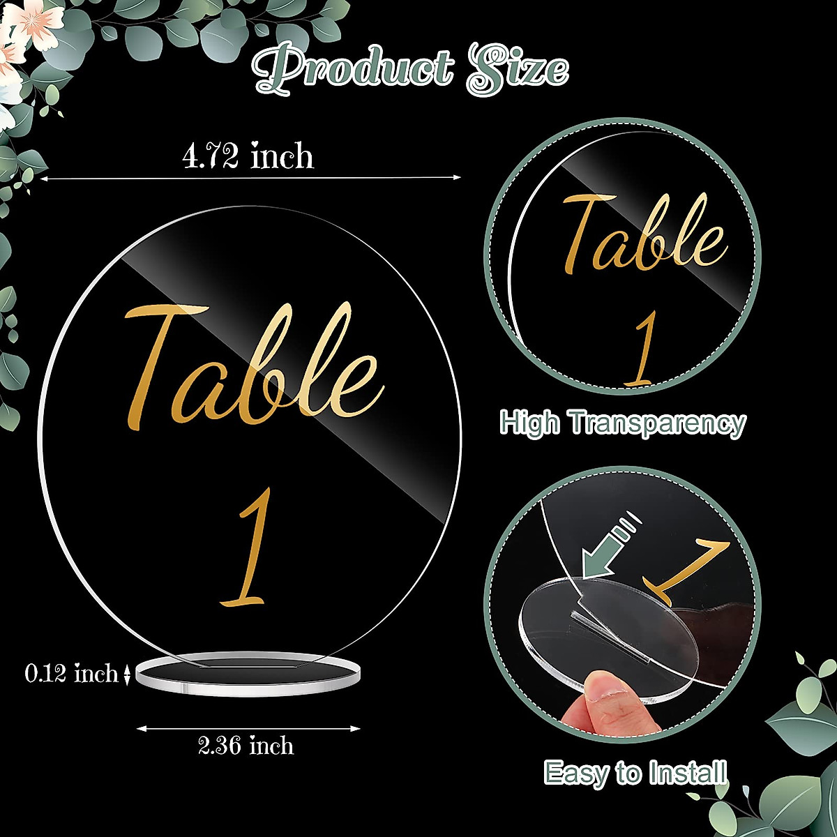 Sintuff 30 Pcs Acrylic Table Numbers Wedding Table Numbers with Stands Clear Table Numbers for Wedding Reception 4.72in Acrylic Wedding Signs 1 to 30 Acrylic Signs and Holders Display Stand (Gold)