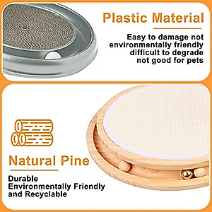 Cooenia Cat Toy Roller Scratcher Pad 2-Level Turntable Sisal Scratching 3 Tracks Balls for Indoor Cats Interactive Kitten Fun Mental Physical Exercise Puzzle