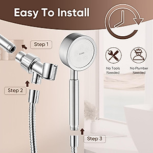 Handheld Shower Head Set High Pressure Stainless Steel High Flow Hand Shower Head with 59 Inch Hose and Bracket Brushed Finish