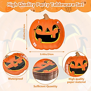 XIENBLOC 48Pcs Halloween Party Plates Halloween Party Supplies Paper Pumpkin Shape Dinner Plates Disposable Halloween Birthday Party Supplies for Kids