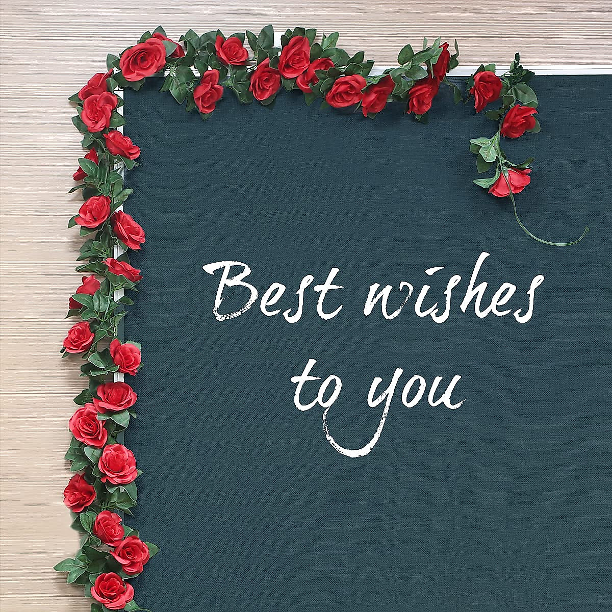 Yebazy 2PCS(15FT) Rose Garland Red Roses Vine Artificial Flowers Plants for Hotel Wedding Home Party Garden Craft Art Decor (Red)