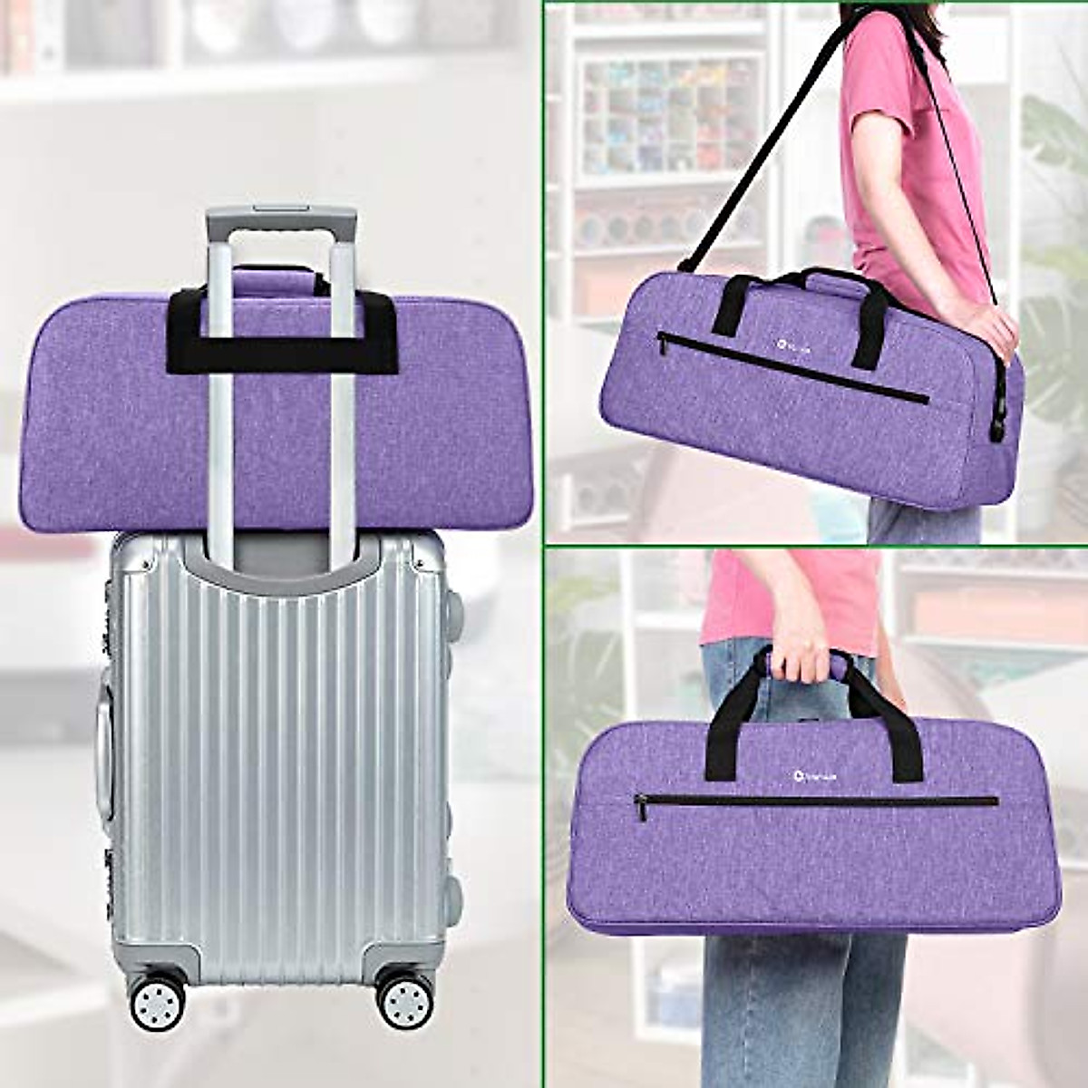 Yarwo Carrying Case Compatible for Cricut Maker, Cricut Explore Air (Air 2), Silhouette Cameo 3 and Cameo 4, Die-Cut Machine Travel Tote Bag with Pockets for Craft Tools and Supplies, Purple