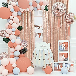 Rose Gold Backdrop Curtains 2 Pieces 2ftx8ft Sequin Fabric Backdrop Glitter Prom Drapes Baby Shower Background Backdrops