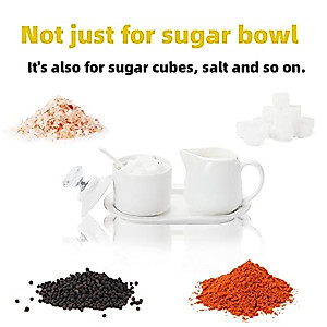 ONTUBE Porcelain Sugar and Creamer with tray and Crystal Lid Set of 4, Silver