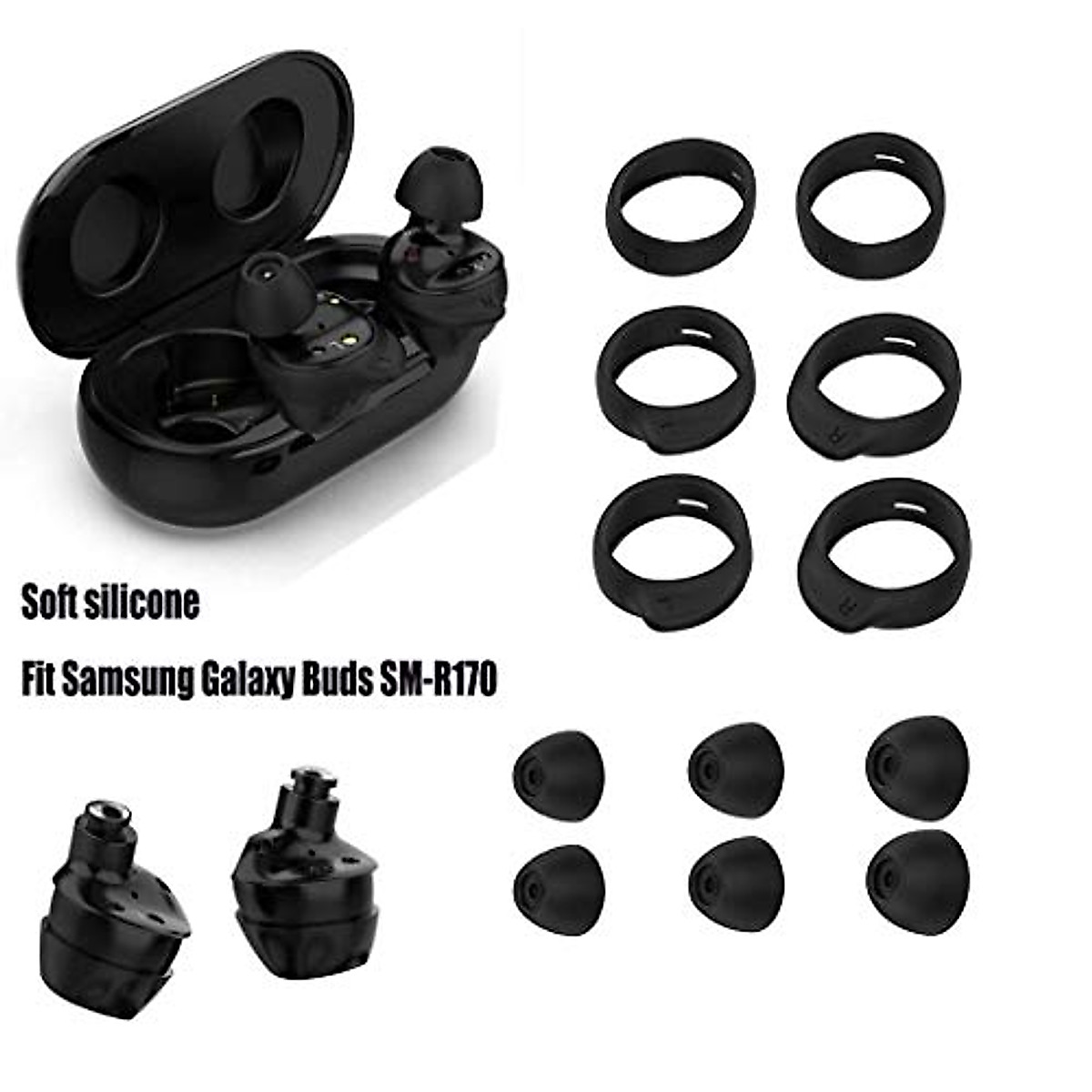 Samsung Galaxy Buds Replacement Eartips 3 Pairs(LMS), Silicone Wingtips 3 Pairs(LMS) Fit in The Case for Samsung Galaxy Buds/Galaxy Buds+ Plus True Wireless Earbuds