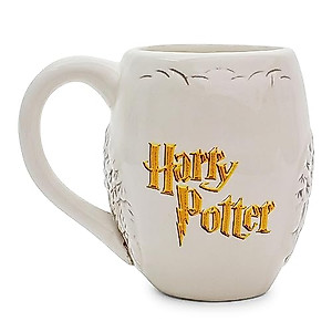 Silver Buffalo Harry Potter Hogwarts House Crest Sculpted Owl Handle Coffee Ceramic Mug, 20 Ounces White