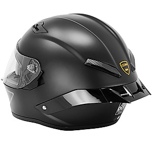 GDM Demon Motorcycle Helmet Full Face Matte Black (Tinted & Clear Shields, XL)