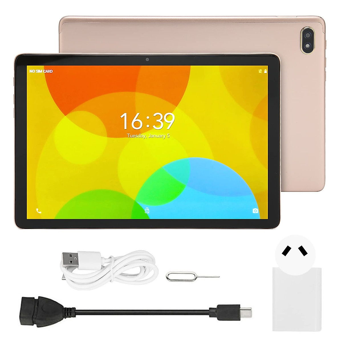 Honio 4G LTE Tablet, AU Plug 100-240V 10.1 Inch Tablet 2.4G 5G WiFi 8GB 128GB 11.0 (Gold)