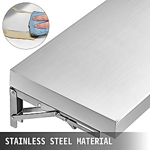 Happybuy Concession Shelf 70.8L x 11.4W Inch with Stainless Steel Frame and Surface Board for Food Trailer Serving Window