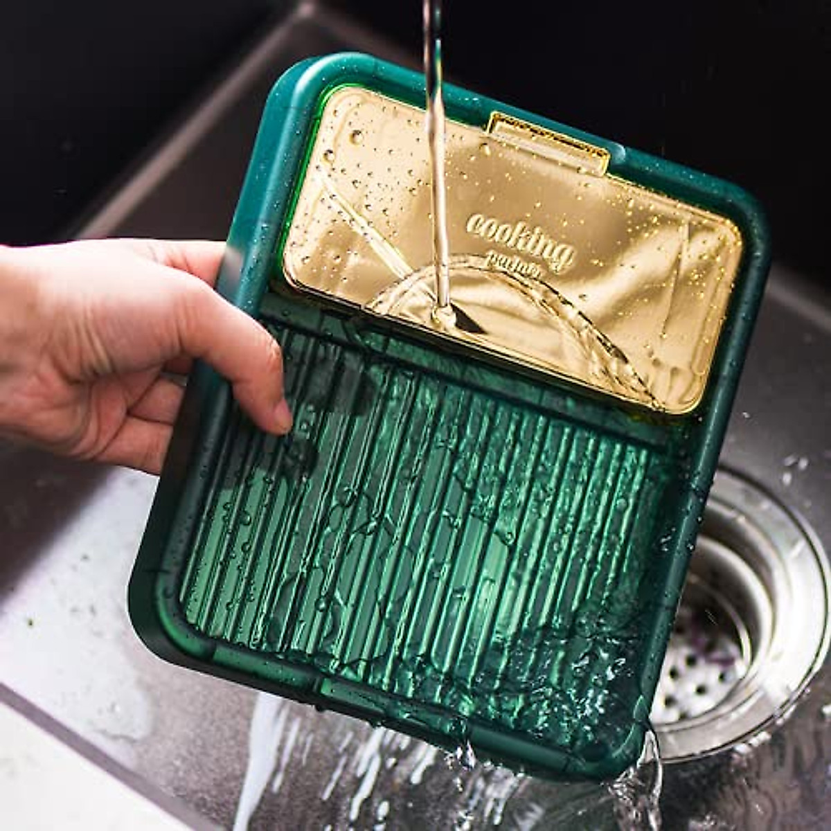 Pot Lid Holders With Removable Drain Tray Lid Stand Rack for Kitchen Cooking Pot Lid Organizer Spoon Rest Holder Cutting Boards Gold Rack