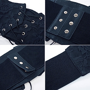 GRACE KARIN Women's Elastic Stretch Corset Waist Cincher Belt Pirate Corset Black XXL