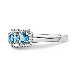 ARAIYA FINE JEWELRY Sterling Silver Diamond and Blue Topaz Ring (1/3 cttw, I-J Color, I2-I3 Clarity), Size 9