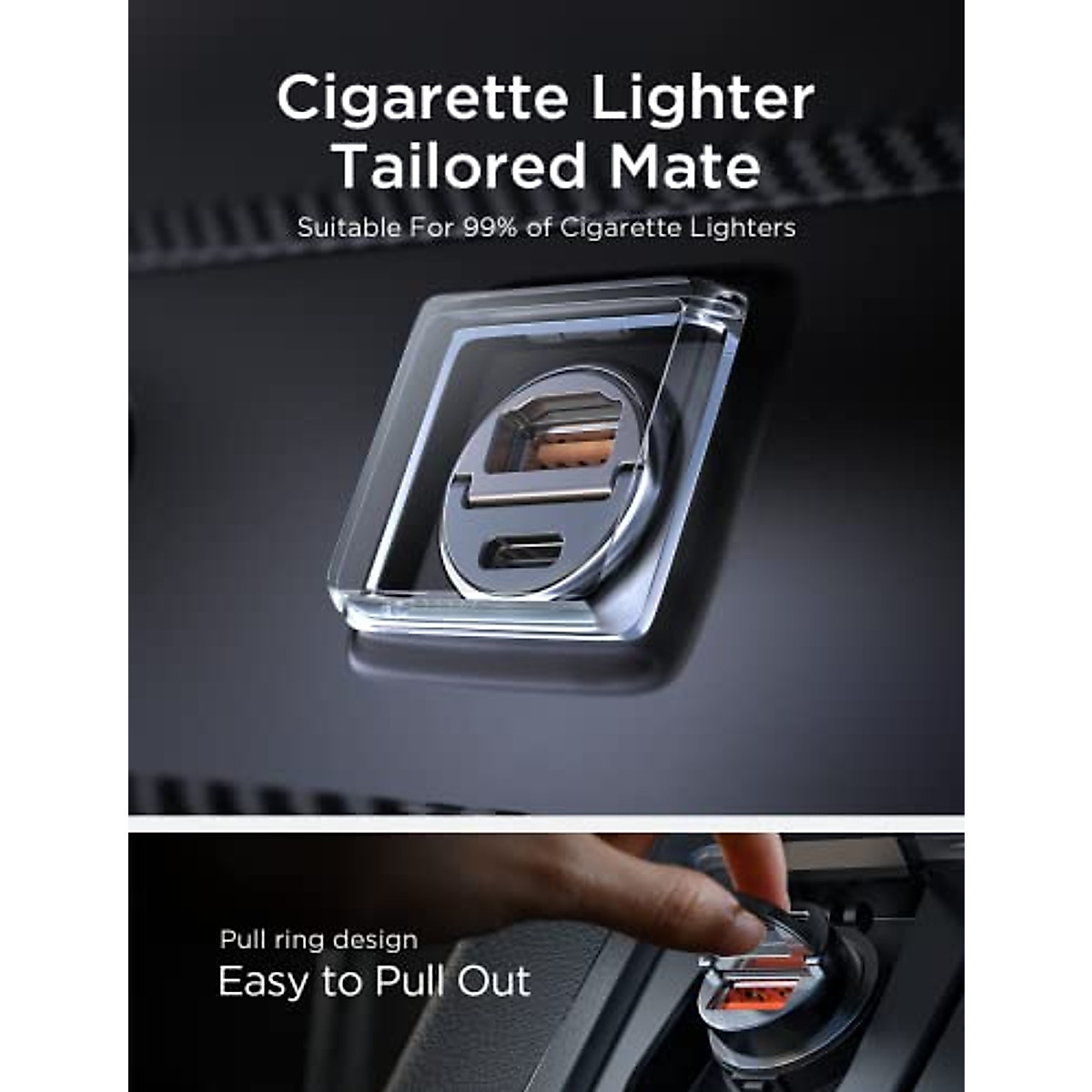 72W Fast Car Charger [PD36W & QC36W], AINOPE USB C Car Charger Fast Charging with 3.3ft Nylon Braided Type C Cable, Mini Cigarette Lighter USB Charger PD & QC3.0 for Samsung S23 S22, Piexl 7 Pro, iPad