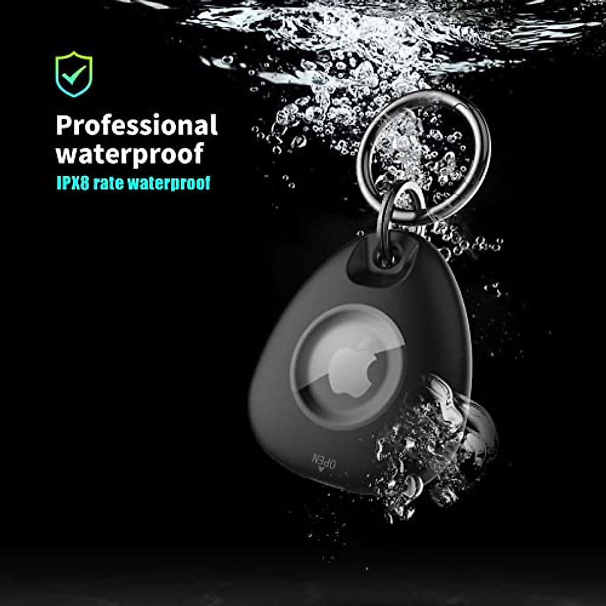 Waterproof Apple AirTag Keychain Case with Key Ring | IPX8,Ultra-Durable,Fully Enclosed | Air Tag Holder case for Luggage,Keys,Dog Collar(2 Pack)