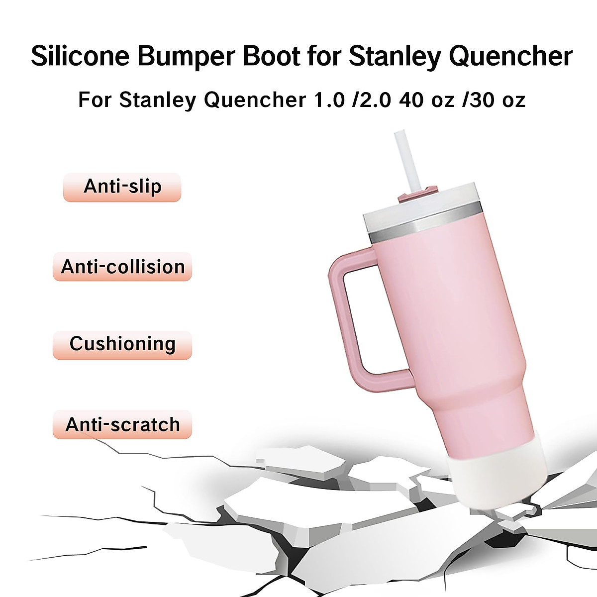 UMUST 8Pcs for Stanley Cup Accessories, Silicone Spill Proof Stopper,Straw Cover,Cup Bottom Bumper for Stanley Tumbler Accessory，Silicone Boot Sleeve for Stanley Cup1.0 40 30 oz (Clear *8)