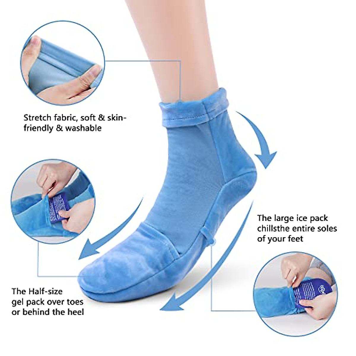 Hilph Bundle of Jaw Ice Pack with 4 Nylon Gel Pack + 2 Foot Ice Pack Socks