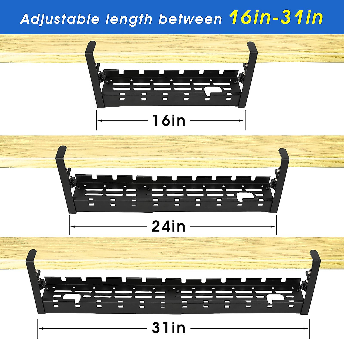 Ourhom Under Sink Organizers and Storage, 2-Tier Pull Out Cabinet Organizer Drawers with 4 Hooks and 2 Hanging Cups, Multi-Purpose Under Sink Organizers for Bathroom Kitchen