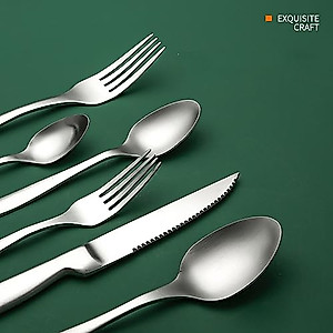 Silverware Set Flatware Matte Cutlery Utensil Solid Food-Grade Stainless Steel，Home Restaurant Hotel Small Business,Mirror Finish Tableware 60 Piece Service for 12