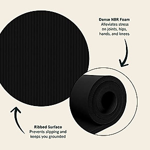 Retrospec Solana Yoga Mat 1" Thick w/Nylon Strap for Men & Women - Non Slip Exercise Mat for Home Yoga, Pilates, Stretching, Floor & Fitness Workouts - Black